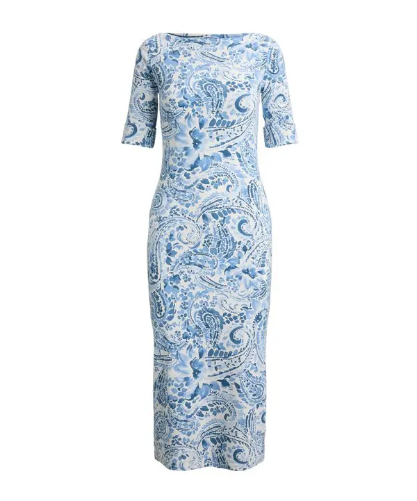 Ralph Lauren Paisley Print Midi Tea Dress - Blue