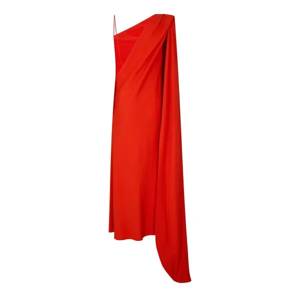 Balenciaga One-shoulder Draped Midi Dress