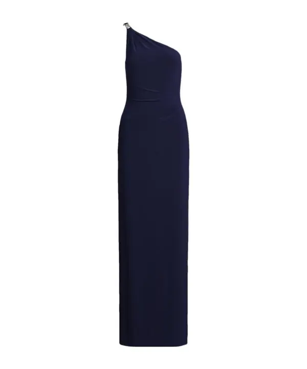 Ralph Lauren One-shoulder Gown With Rhinestone Detail