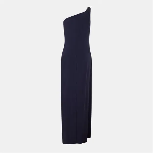 Ralph Lauren One-shoulder Gown With Rhinestone Detail