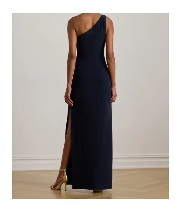 Ralph Lauren One-shoulder Gown With Rhinestone Detail