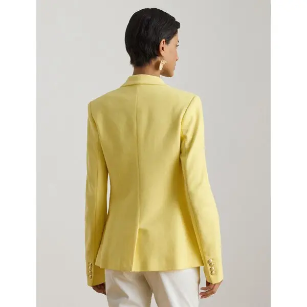 Ralph Lauren Classic Slim-fit Cotton Blazer With Embroidered Emblem - Yellow