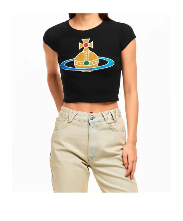 VIVIENNE WESTWOOD Orb Print Cropped T-shirt