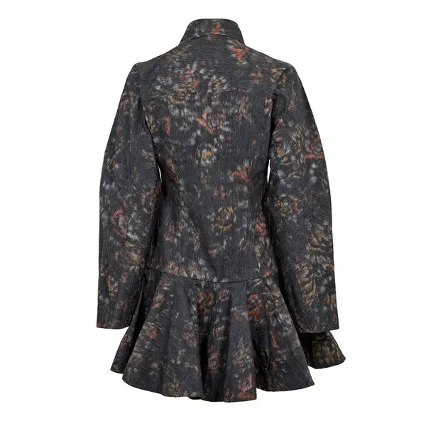 GANNI Printed Mini Dress With Lace Hem
