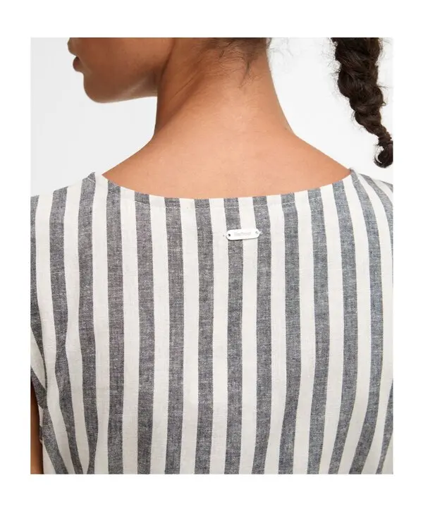 Barbour Striped Midi Dress With Belt