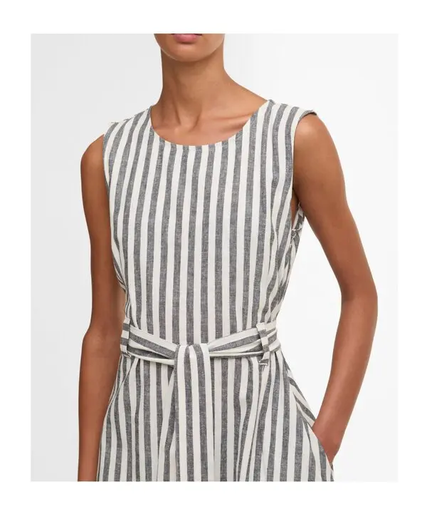 Barbour Striped Midi Dress With Belt