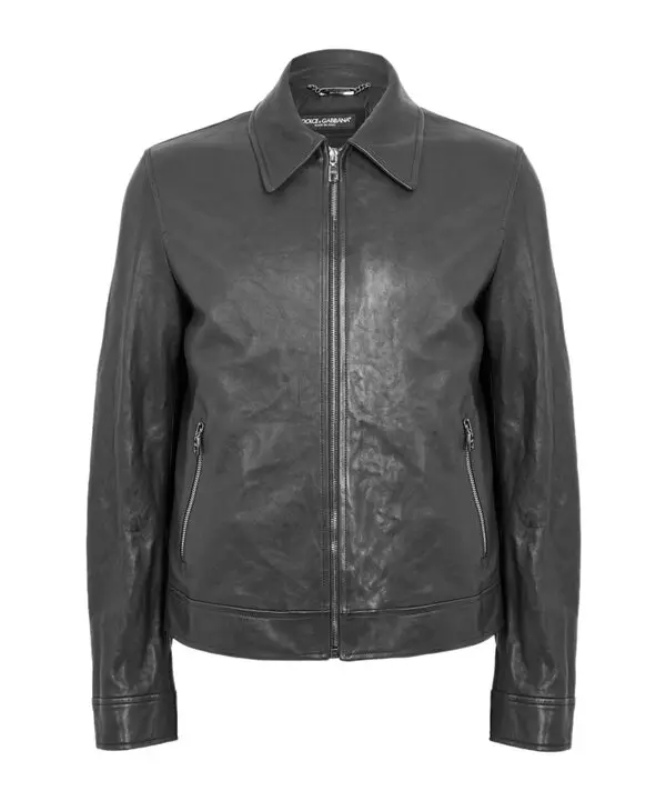 Dolce & Gabbana Leather Zip Jacket