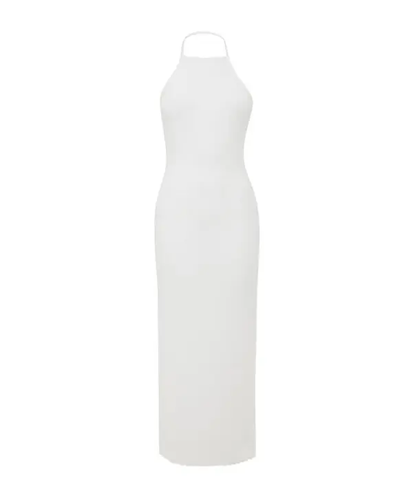 Jacquemus Halter Neck Backless Maxi Dress With Lace Details