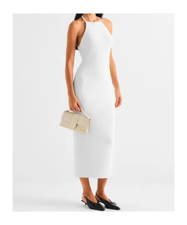 Jacquemus Halter Neck Backless Maxi Dress With Lace Details
