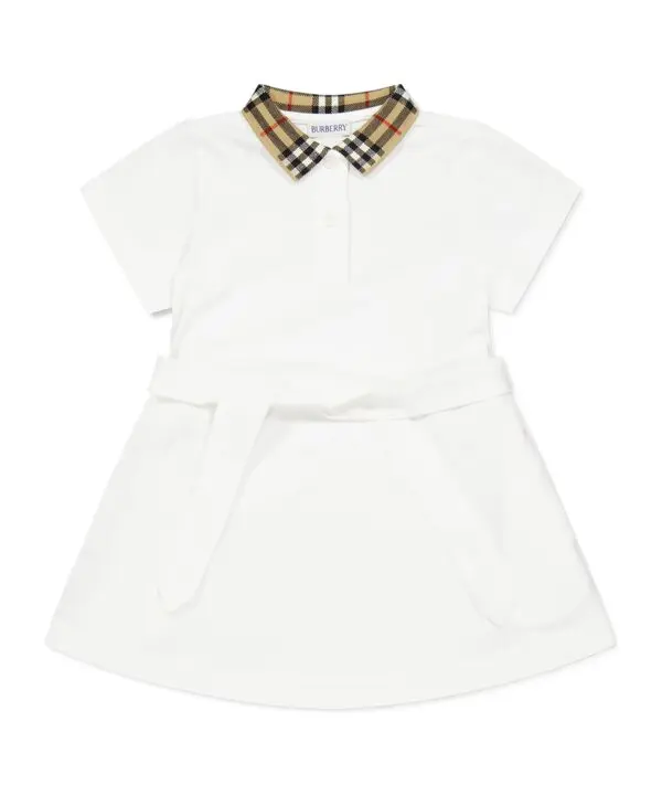 Burberry Polo Collar Dress With Signature Check