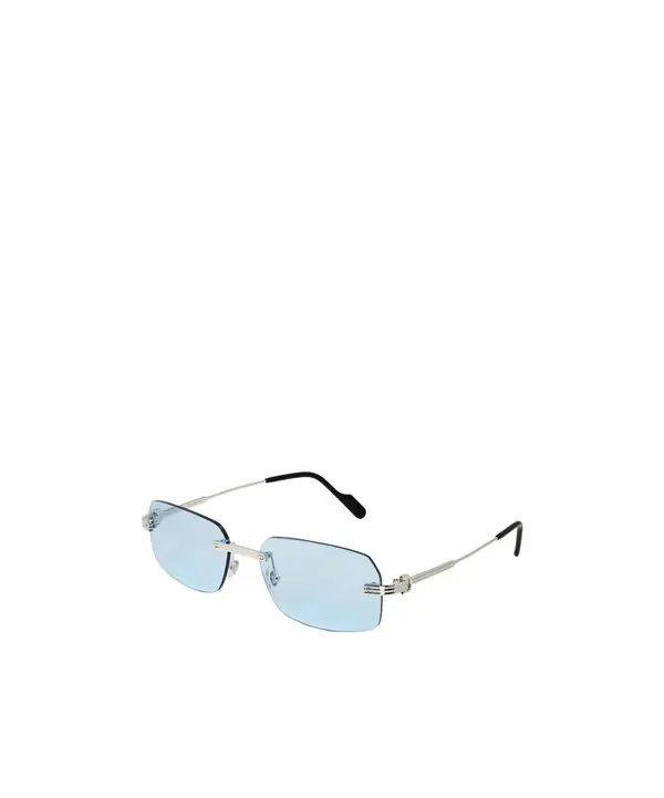 Cartier Logo Detail Rimless Sunglasses - Blue