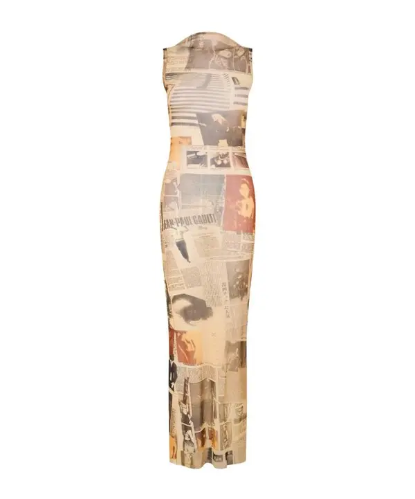 JEAN PAUL GAULTIER Sleeveless Printed Extra-long Dress - Nude