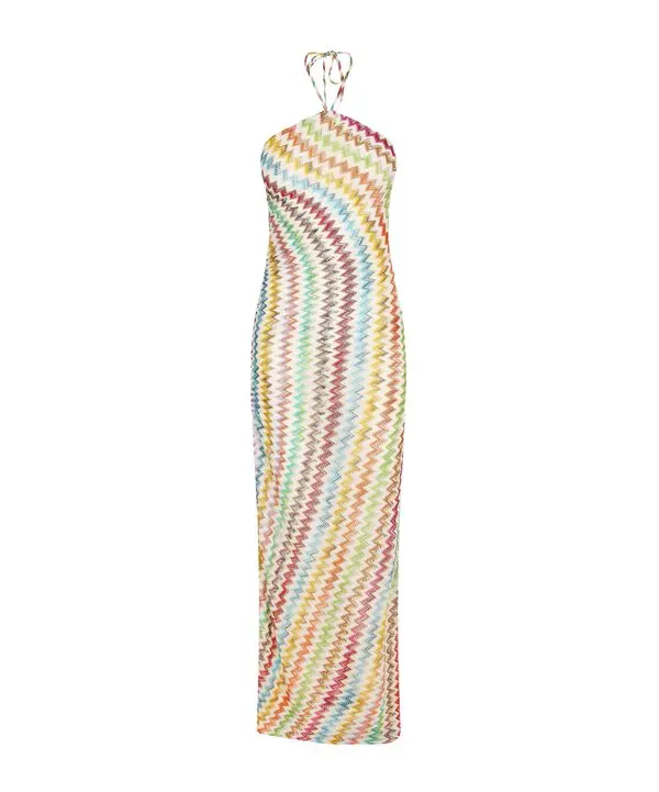 Missoni Long Halterneck Maxi Dress With Zigzag Print
