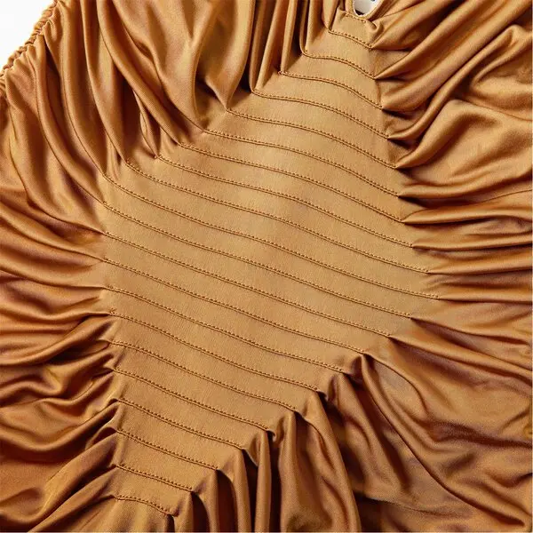 Versace Pleated V-neck Dress - Brown