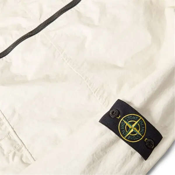 Stone Island Hooded Zip-up Casual Jacket With Logo Patch
