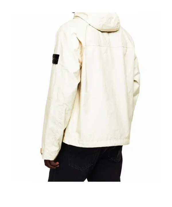 Stone Island Hooded Zip-up Casual Jacket With Logo Patch
