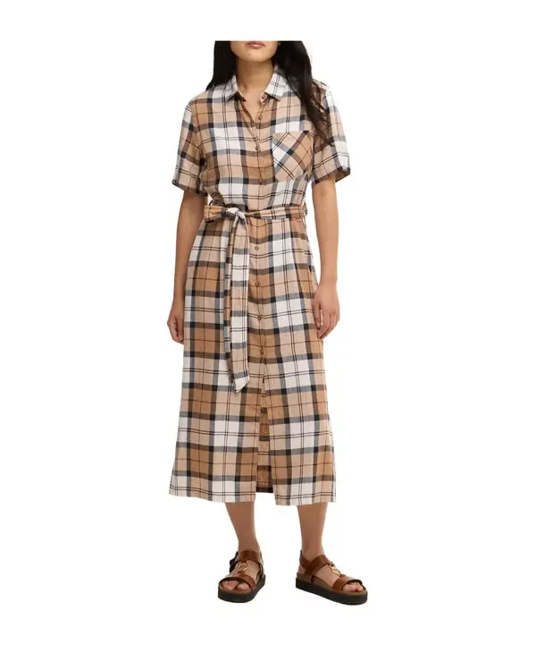 Barbour Tartan Inspired Midi Shirt Dress