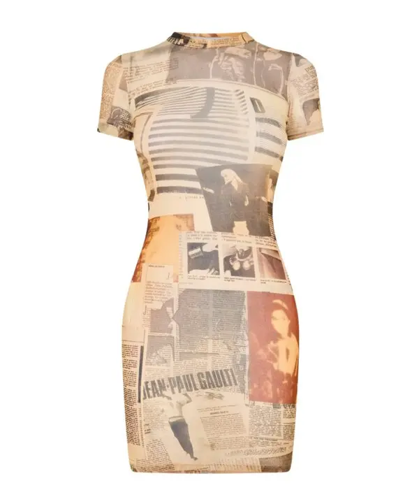 JEAN PAUL GAULTIER Mesh Printed Mini Dress