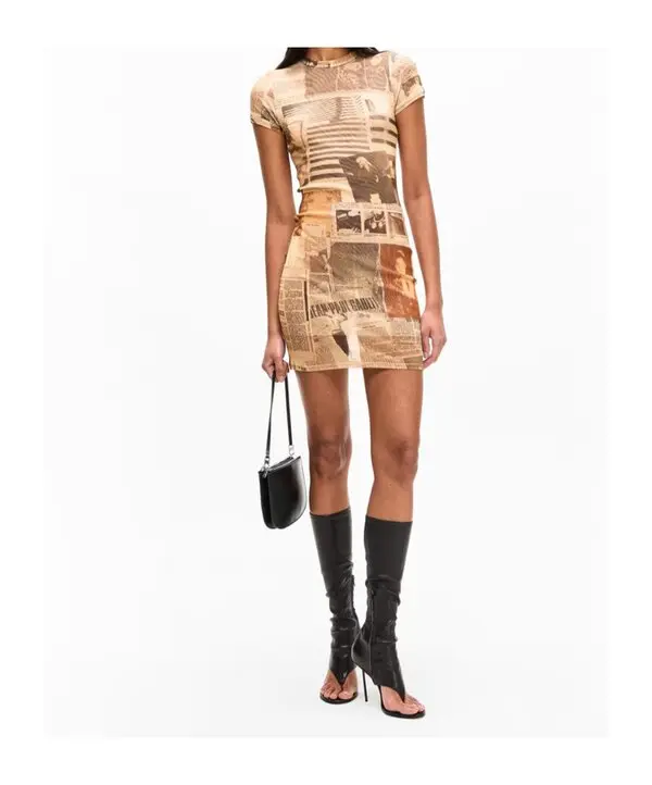 JEAN PAUL GAULTIER Mesh Printed Mini Dress