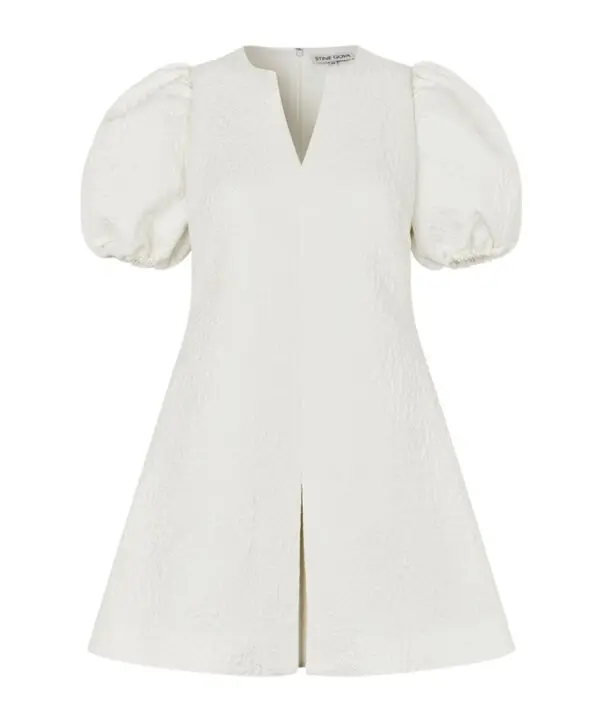 Stine Goya Pleated Mini Dress With Puff Sleeves