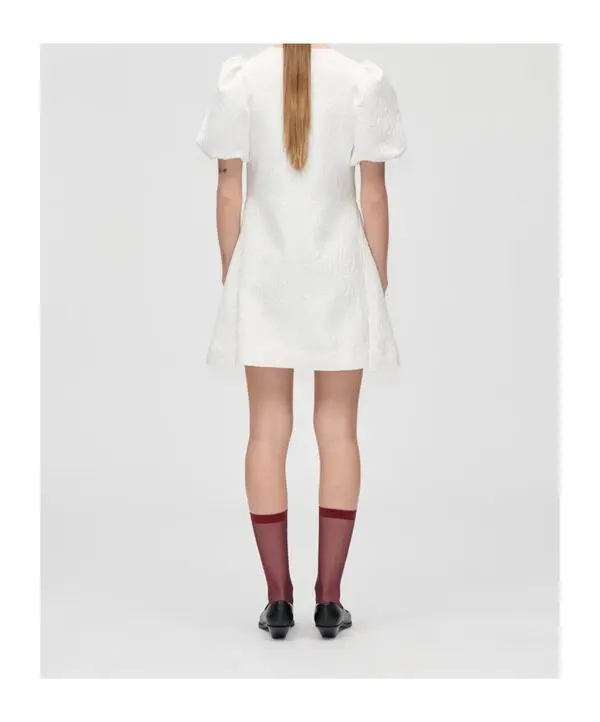 Stine Goya Pleated Mini Dress With Puff Sleeves