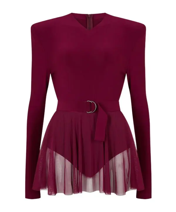 Norma Kamali Long-sleeved V-neck Mini Dress