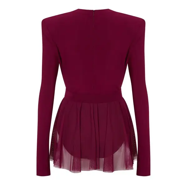 Norma Kamali Long-sleeved V-neck Mini Dress