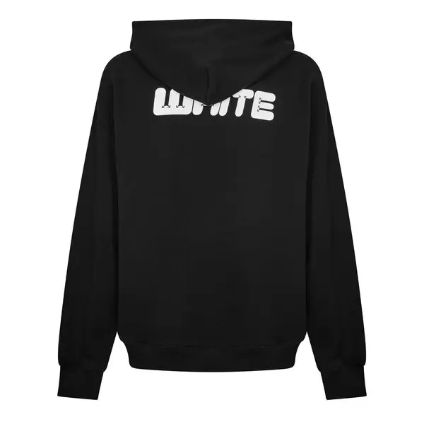 Off-White Off" Logo Drawstring Hoodie - Black