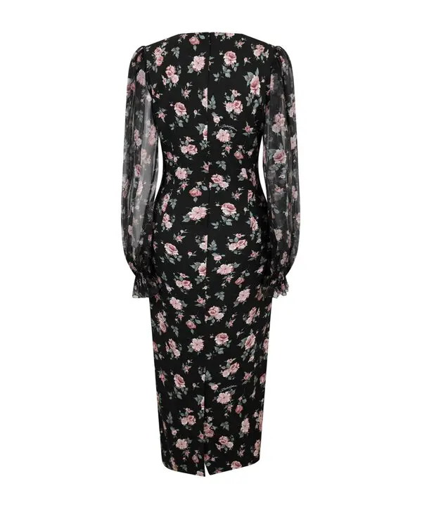 Dolce & Gabbana Puff Sleeve Floral Maxi Dress