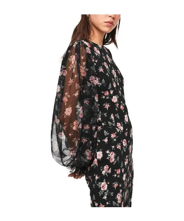 Dolce & Gabbana Puff Sleeve Floral Maxi Dress