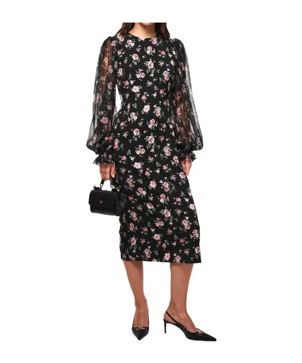 Dolce & Gabbana Puff Sleeve Floral Maxi Dress
