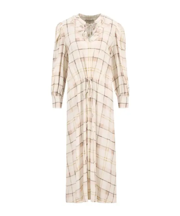 Barbour Asker Midi Dress With Plaid Pattern And Tie Details