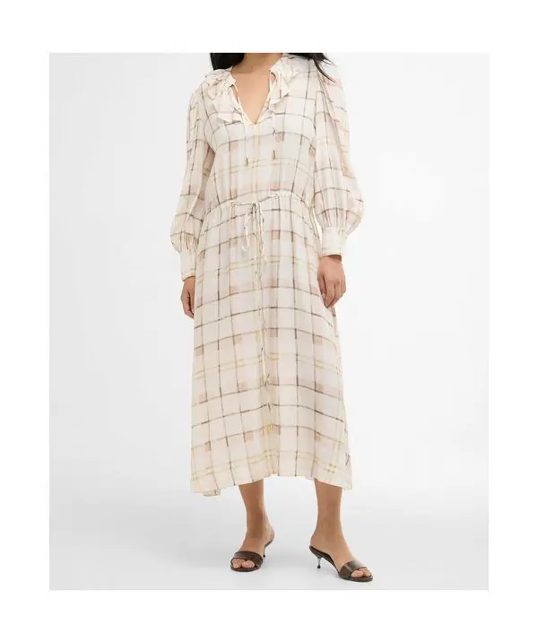 Barbour Asker Midi Dress With Plaid Pattern And Tie Details