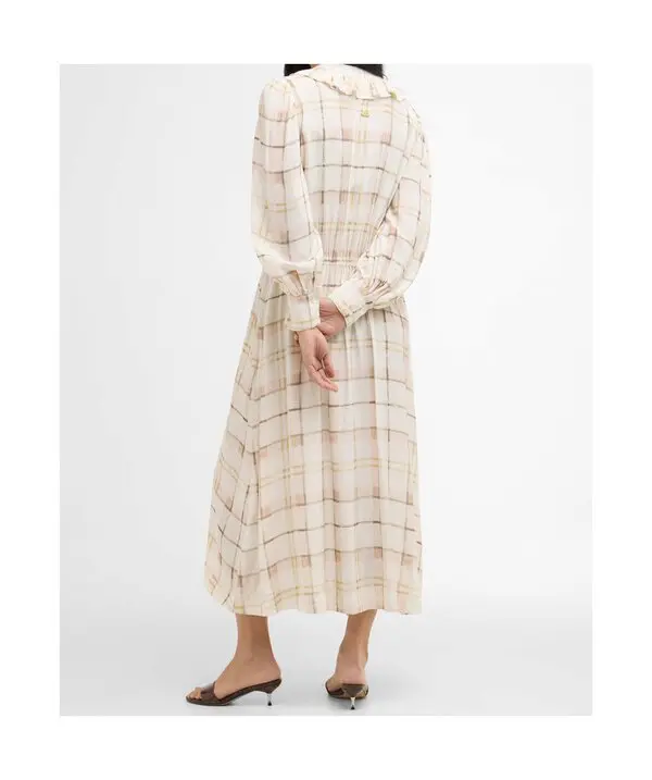 Barbour Asker Midi Dress With Plaid Pattern And Tie Details