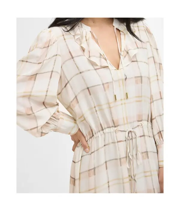 Barbour Asker Midi Dress With Plaid Pattern And Tie Details