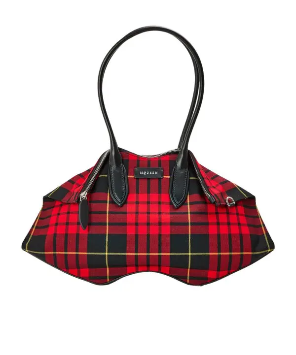 Alexander McQueen Plaid Fabric Bag - Red
