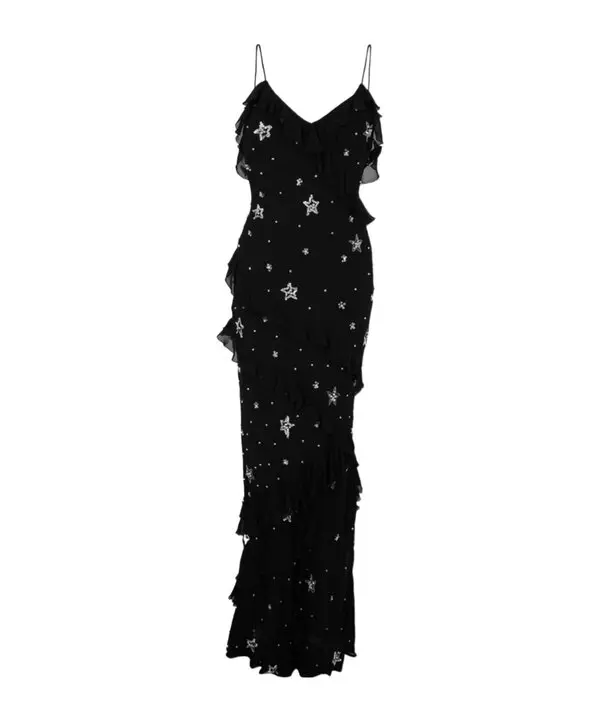 LoveShackFancy Spaghetti Strap Embellished Maxi Dress