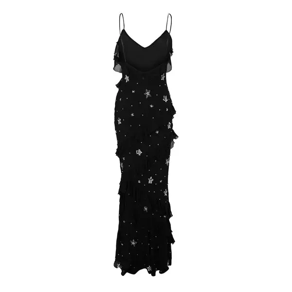 LoveShackFancy Spaghetti Strap Embellished Maxi Dress