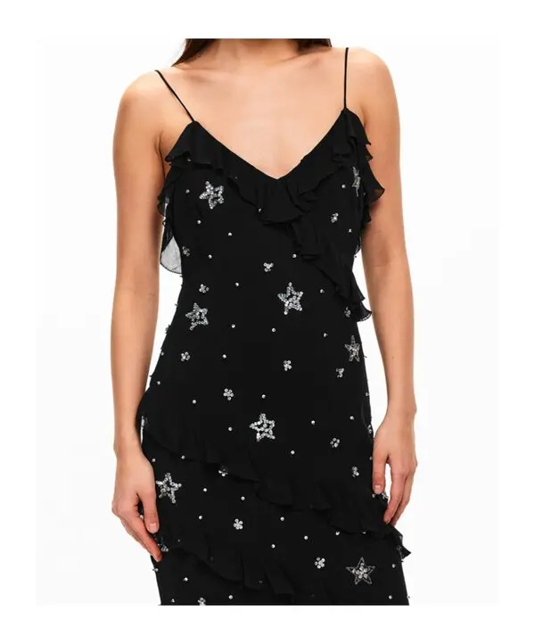 LoveShackFancy Spaghetti Strap Embellished Maxi Dress