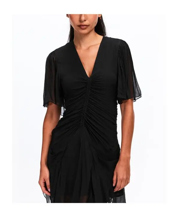 Isabel Marant Étoile Ruched Mini Dress With Sheer Sleeves