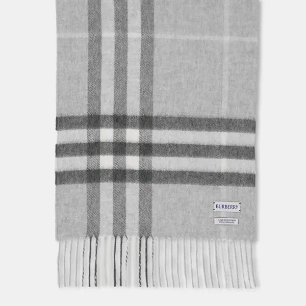 Burberry Plaid Cashmere Scarf - Gray