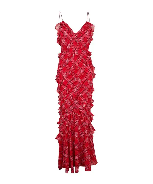 LoveShackFancy Spaghetti Strap Ruffled Maxi Dress