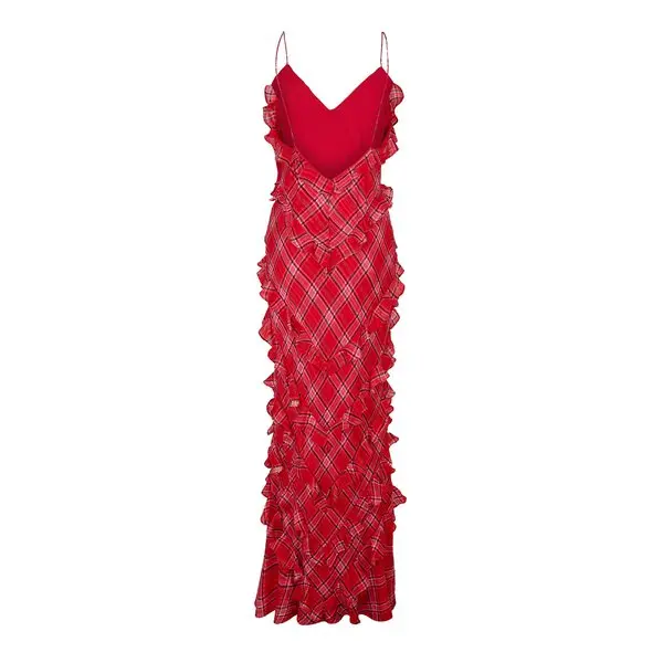 LoveShackFancy Spaghetti Strap Ruffled Maxi Dress