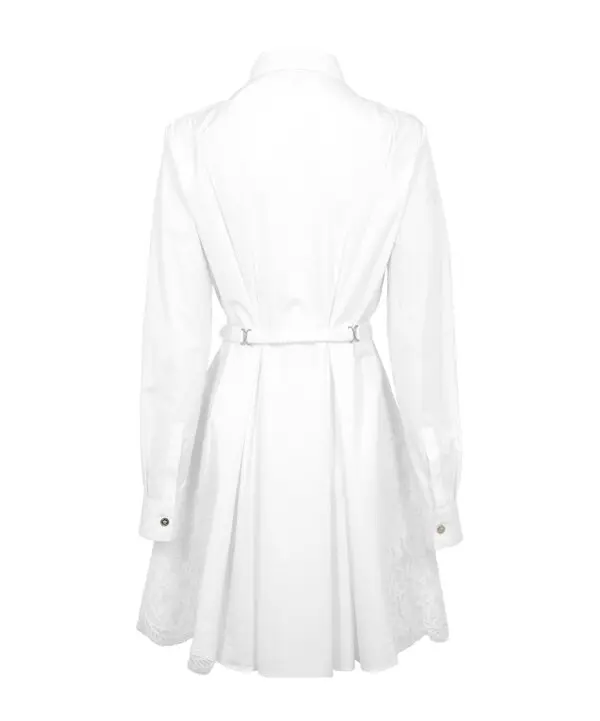 Versace Poplin Shirt Dress With Lace Trim - White
