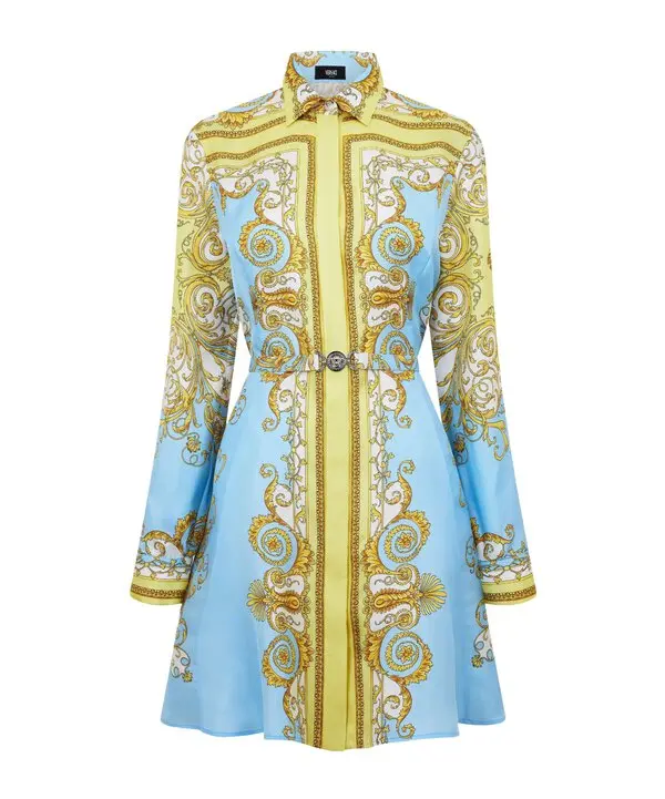 Versace Baroque Print Long-sleeve Shirt Dress