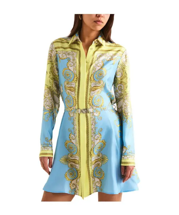 Versace Baroque Print Long-sleeve Shirt Dress