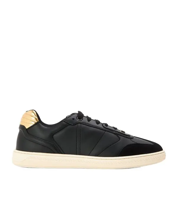 Versace Low Top Sneakers With Gold Tone Detailing