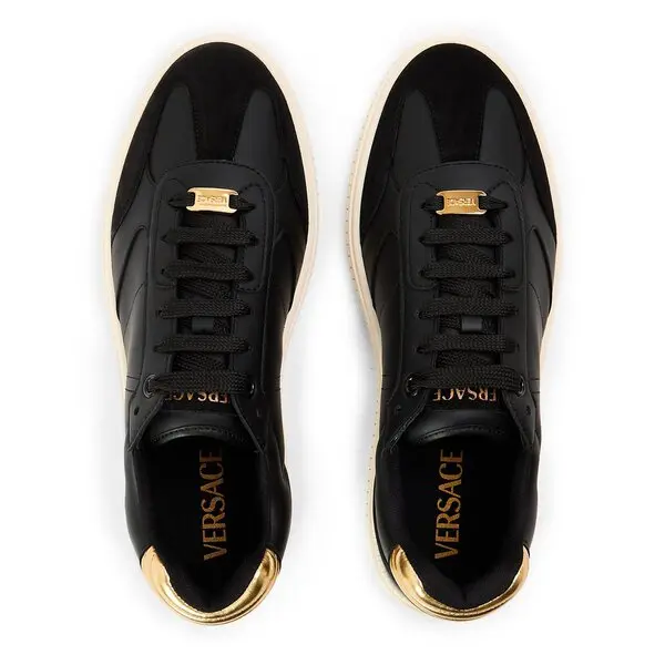 Versace Low Top Sneakers With Gold Tone Detailing
