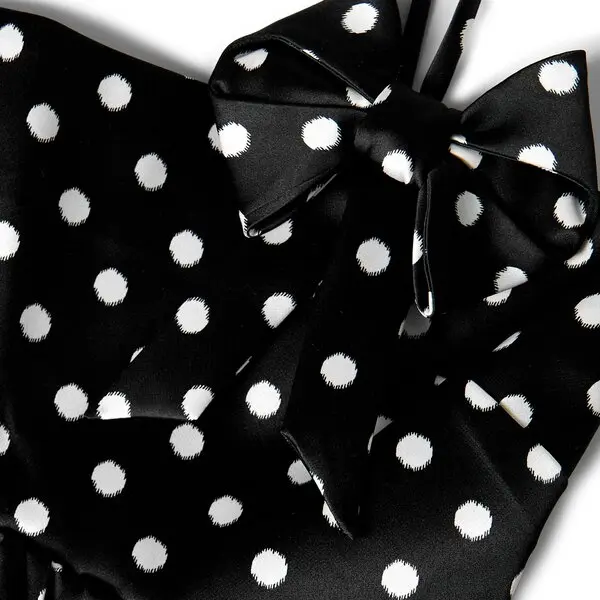GANNI Satin Polka Dot Mini Dress With Bow Detail