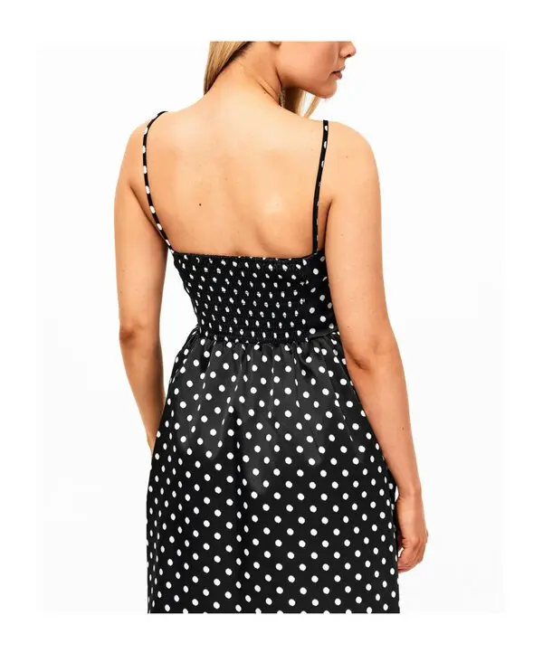 GANNI Satin Polka Dot Mini Dress With Bow Detail